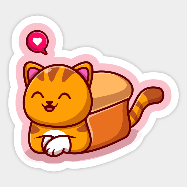 Cute Cat Bread Cartoon - Cute Cat Bread Cartoon - Sticker | TeePublic